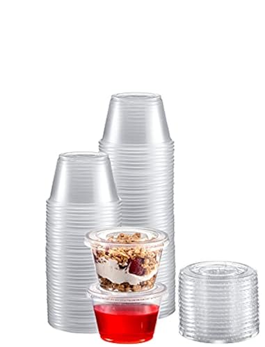 Zeml Portion Cups with Lids (4 Ounces, 100 Pack) | Disposable Plastic ...