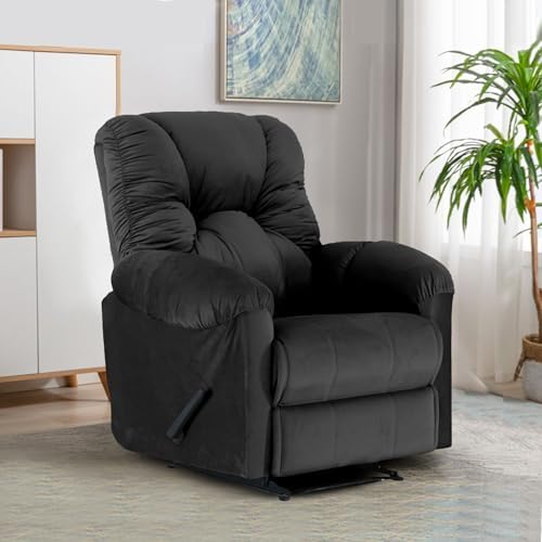 American Polo | Velvet Upholstered Rocking & Rotating Recliner Chair ...