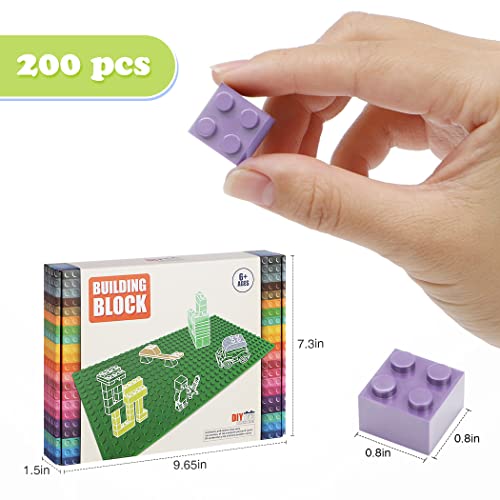Unirolic Classic Building Bricks Set, 200 Piece 2x2 Basic Building ...