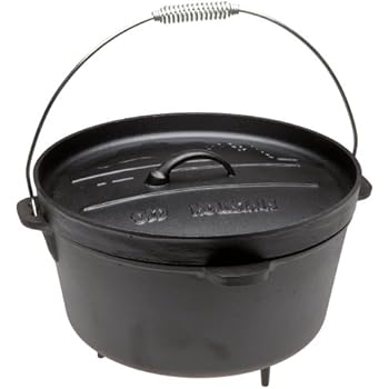 Amazon.com: Old Mountain Pre Seasoned 12-Quart Camp Oven with Flanged Lid, Feet and Spiral Bail ...