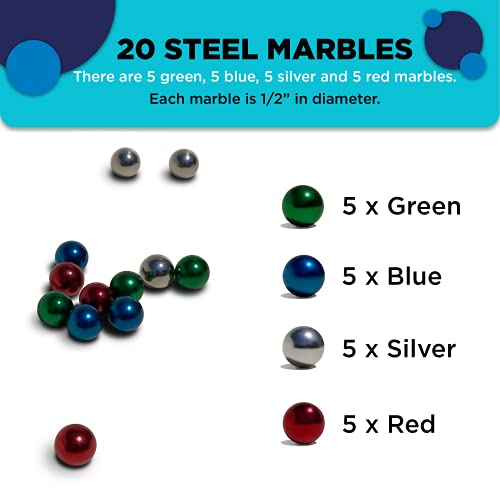 20 Multi-Colored 1/2" Chrome Steel Balls for GraviTrax Marble Run ...