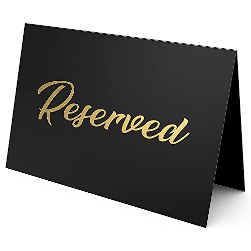 10 Pack Black Reserved Table Signs for Wedding With Gold Foil Letters ...