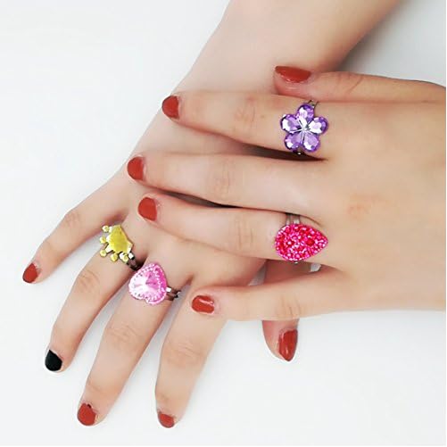 DIY House 24 PCS Little Girls Crystal Adjustable Rings Princess Dress ...