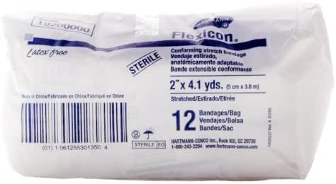 Amazon.com: Sterile Gauze Roll Bandage Flexicon 2'' 12 Rolls/box ...