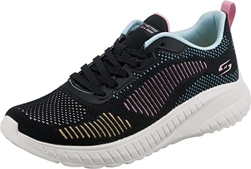 سعر Skechers Women's Bobs Squad Chaos Sneaker, Black and Multi Engineered Knit, 38 EU فى ...
