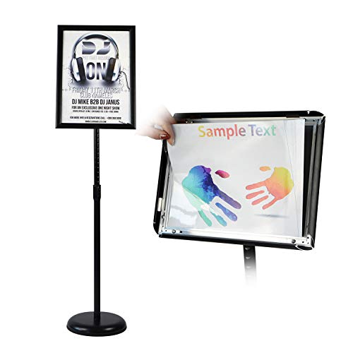 T-SIGN Adjustable Pedestal Poster Stand Aluminum Snap Open Frame for 8. ...