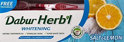 Dabur Herbal Whitening Natural Toothpaste, 150 gm + Toothbrush price in ...