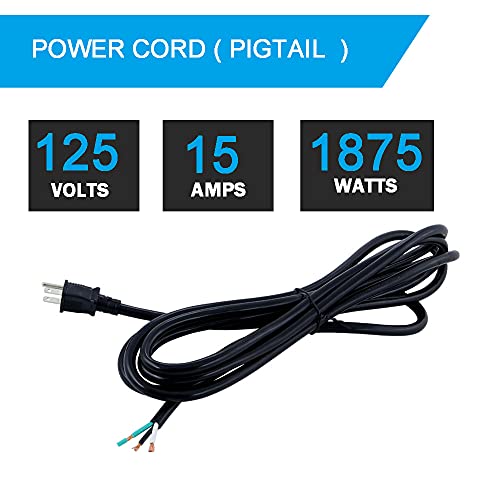 12 AWG Power Cord 12FT Open End Heavy Duty 12 Gauge 3 Prong 12 Foot 3 ...