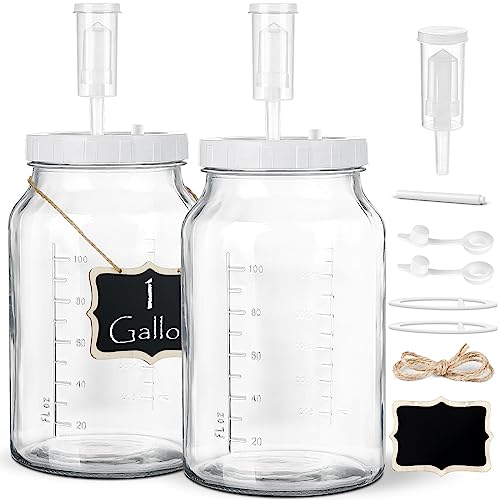 2 Pack 1 Gallon Large Fermentation Jars with 3 Airlocks and 2 SCREW ...