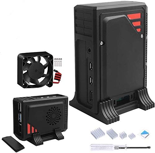 GeeekPi Raspberry Pi 4 Model B Case, Raspberry Pi 4 Case with Fan 40X40X10mm and 4pcs Raspberry ...