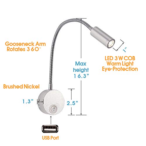 DC 12V Reading Light with USB Port, RV Interior Lights, Gooseneck LED ...