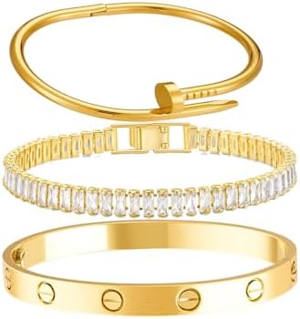سعر Julia Store 18K Gold Plated 316L Stainless Steel Trendy Celebrity Love Gold Plated CZ Tennis ...
