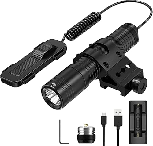 Tactical Flashlights with Remote Pressure Switch, 1250 Lumens Super Bright LED Weapon Light ...