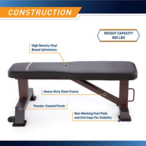 Steelbody Deluxe Versatile Rated 800 lbs Flat Utility Workout Bench ...