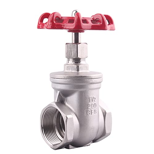 GOVALVE Heavy Duty Gate Valve - 1 1/2" NPT Stainless Steel Female x ...