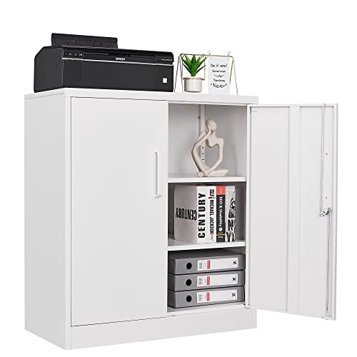 Yizosh Metal Garage Storage Cabinet with 2 Doors and 2 Adjustable ...