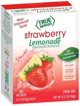True Citrus Lemon Strawberry Lemonade Water Enhancer Drink Mix (30 Packets), Low Calorie Drink ...