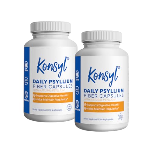 Konsyl Daily Psyllium Fiber Capsules - Contains 1500mg of All-Natural ...
