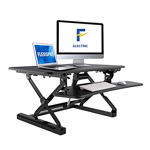 FlexiSpot Motorized Standing Desk Converter - 35" Wide Electric ...