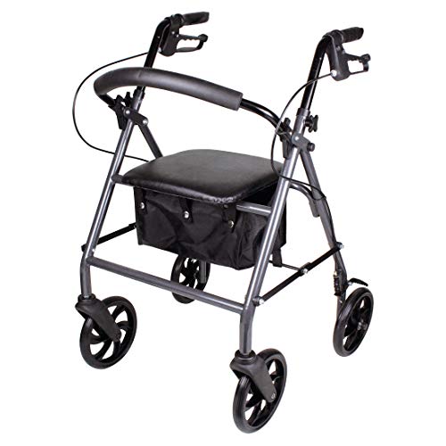 Carex 4 Wheel Rollator Walker With Seat and 8" Wheels - Foldable ...