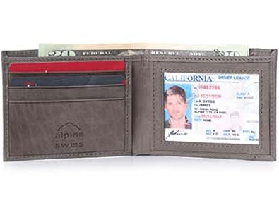 Amazon.com: Alpine Swiss Mens Top Grain Leather Slimfold Wallet Gray: Shoes