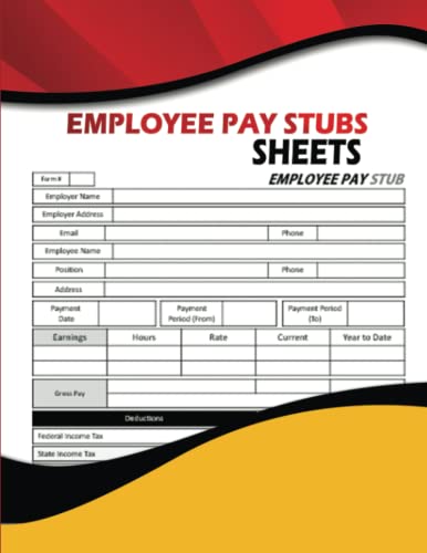 Employee Pay Stubs Sheets: Blank Check Stub Book For Employer to Track ...