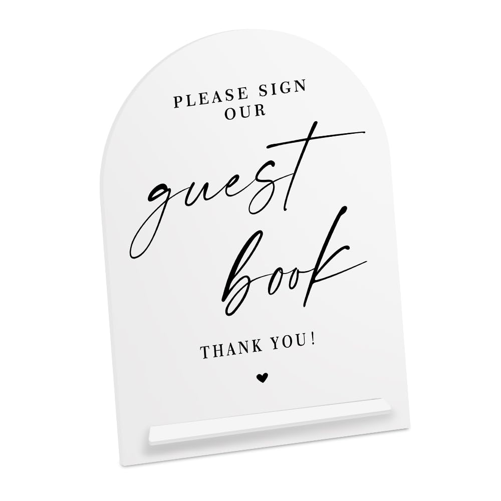 White Acrylic Guest Book Sign, Please Sign Our Guestbook Sign with ...