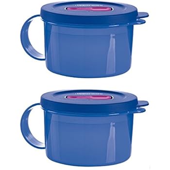 Amazon.com: Tupperware Crystalwave Set of 2 Soup Mugs in Blue ...