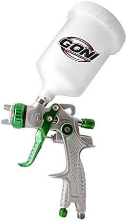 Goni 3321 Pistola de Gravedad LVLP con Vaso de 600 ml, para Pintura Base Agua y Boquilla de 1.3 ...