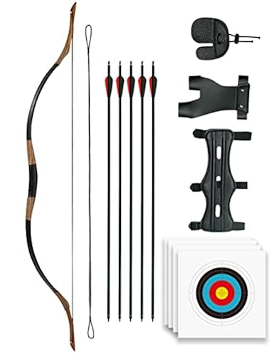 longbowmaker Archery Traditional Recurve Bow Set for Adult Hunting Bow ...