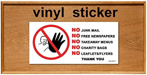 2 x - No Junk Mail - Thank You - Info Sign Label Removable Self ...