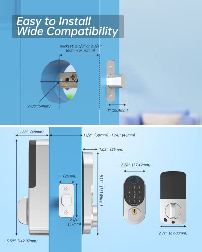 Door Locks with Keypads,SMONET Fingerprint Keyless Entry Smart Deadbolt ...