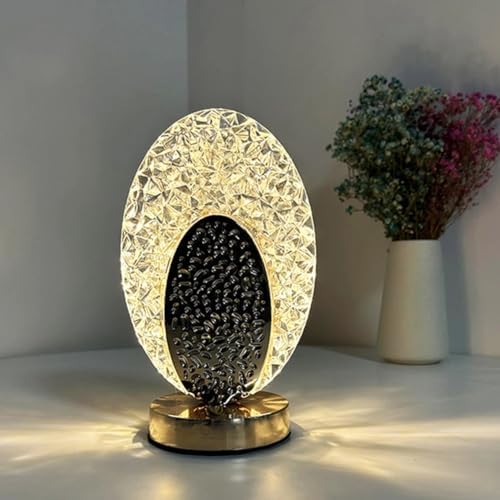 Portable Oval Crystal LED Table Lamp Touch - 3 Colors and Brightness ...