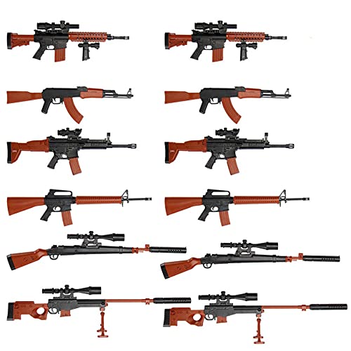 12 Pack Miniature Toy Machine Gun Plastic Model Replicas - 1:6 Scale ...