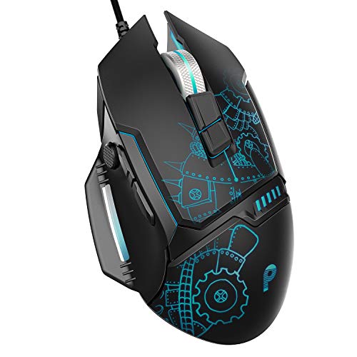 PBUER Gaming Mouse, Wired Gaming mouse, 7 Programmable Buttons, 7200 DPI Adjustable, Comfortable ...