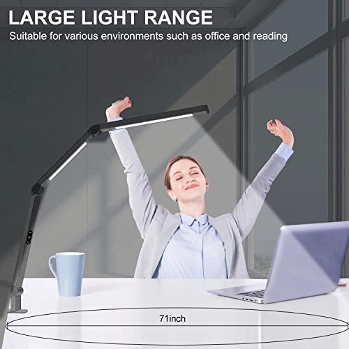 Micomlan Led Desk Lamp with Clamp, Dual Light Source Eye-Care Swing Arm ...