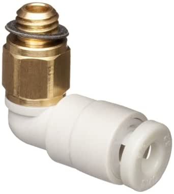SMC KQ2L23-M5A PBT & Brass Push-to-Connect Tube Fitting, 90 Degree Elbow, 3.2 mm Tube OD x M5x0 ...