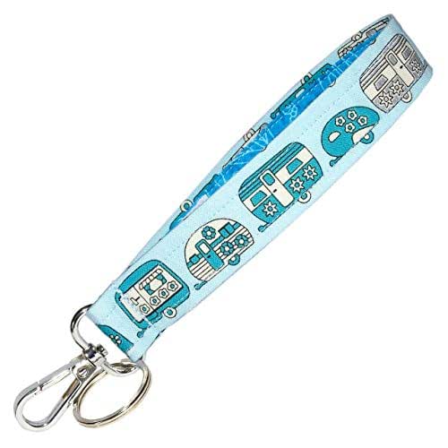 Amazon.com: Blue and Silver Camper Keychain - Retro Camping Key Fob - 1 ...