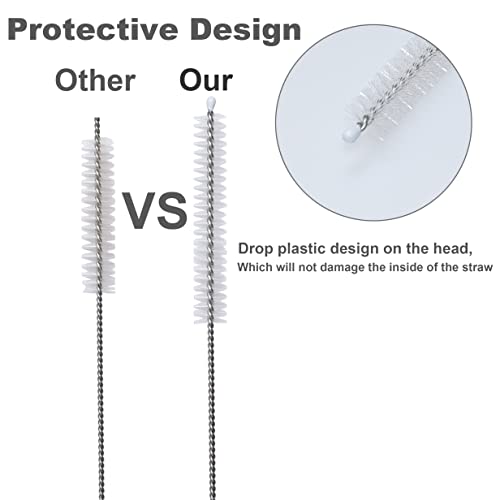 Straw Cleaner Brush, Extra Long Nylon Bristles and Stainless Steel ...