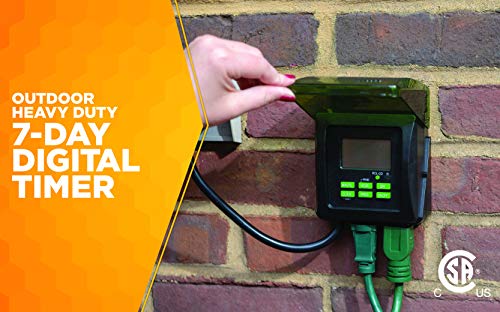 Woods 50015WD Outdoor 7-Day Heavy Duty Digital Plug-in Timer; 2 ...