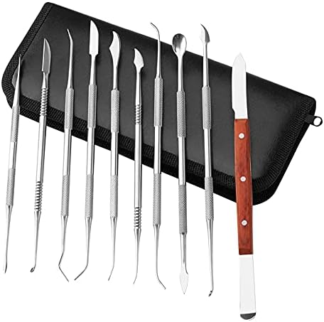 Moniss Stainless Steel Wax Carvers Set Double Ended Wax Carver with Storage Case 10pcs Den-tal ...