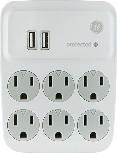 Amazon.com: GE 6-Outlet Surge Protector Adapter Wall Tap, 450J, 2 USB ...
