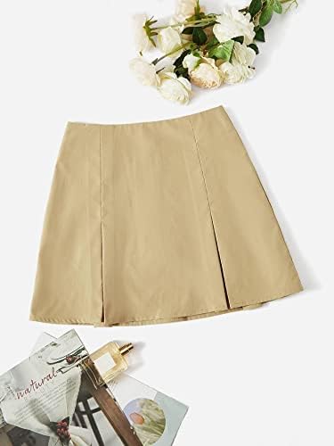 GouDan Skirts, تنورة سحاب خلفي ذو طيات (Color : Khaki, Size : Petite XS ...
