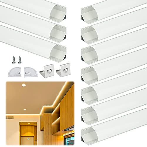 Muzata 10Pack 3.3FT/1M V-Shape LED Channel System with Milky White ...