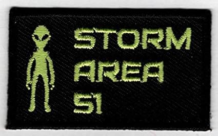 Storm Area 51 Patch Alien Body - Funny Embroidered Iron-On Patch - 2 x ...