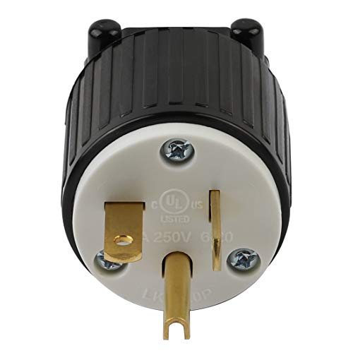 USA 3-Prong Male AC Plug, UL Nema 6-20P 3 Pole Straight DIY Rewirable ...