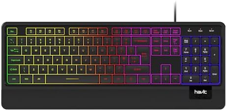 havit Rainbow Gaming Office Computer Keyboard, Wired USB Quiet LED ...