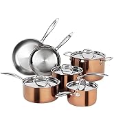 Amazon.com: Ciwete Copper Pots and Pans Set, Tri-ply Copper Cookware ...