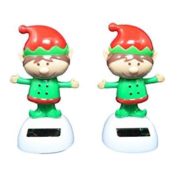Amazon.com: Set of 2 Solar Powered Dancing Christmas Elves (Elf): Toys ...