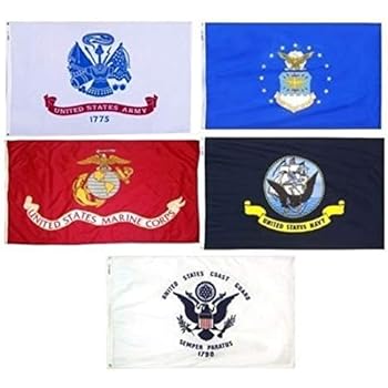 Amazon.com : 3X5 Military 5 Branches Armed Forces DOUBLE SIDED Nylon FLAG Set Flags 3ftx5ft ...